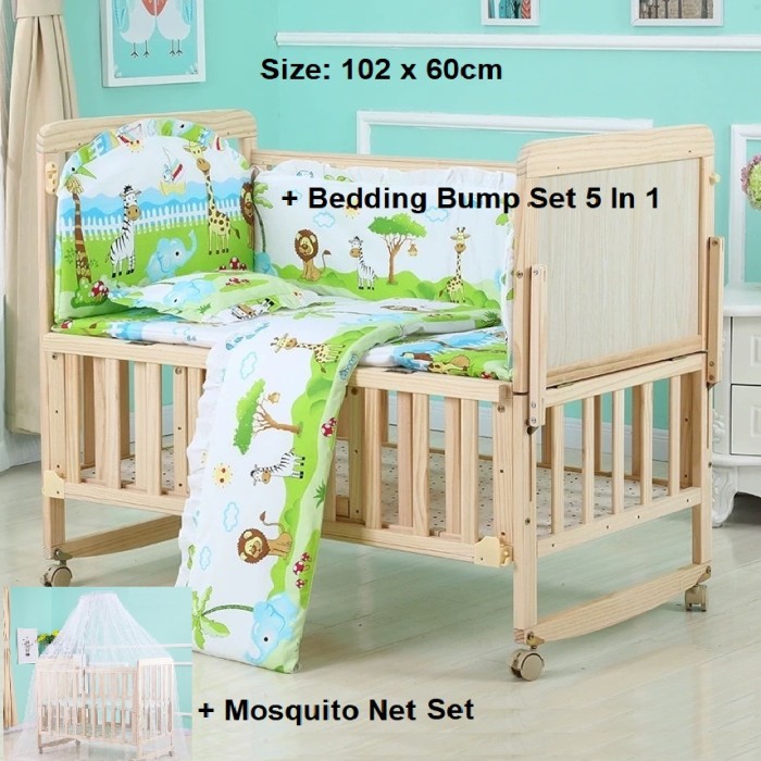 OSUKI 3 Level Baby Cot Extendable Attached Parent Bed + Bedding Bump ...